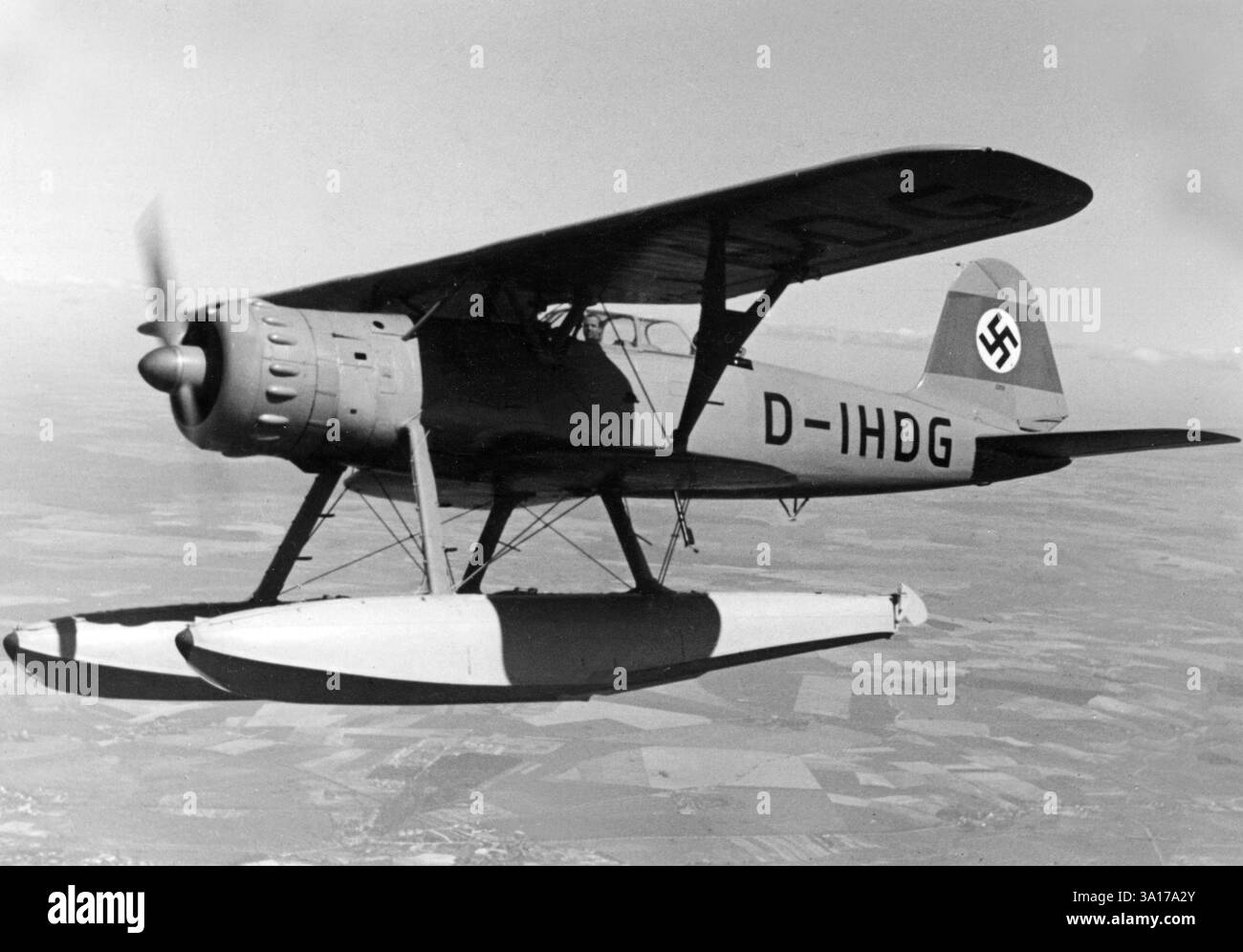 Heinkel He 114 seaplane (registration D-IHDG) in flight. [automated ...