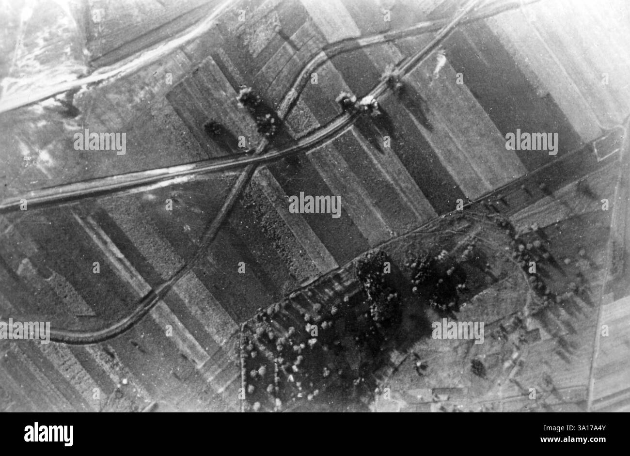 Aerial view of an attack on a railroad line in Bessarabia in the ...