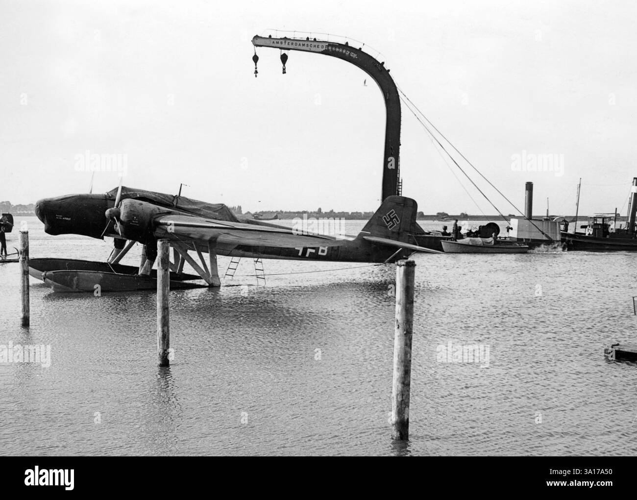 A Heinkel He 115 of the German Luftwaffe at the harbor basin. The ...