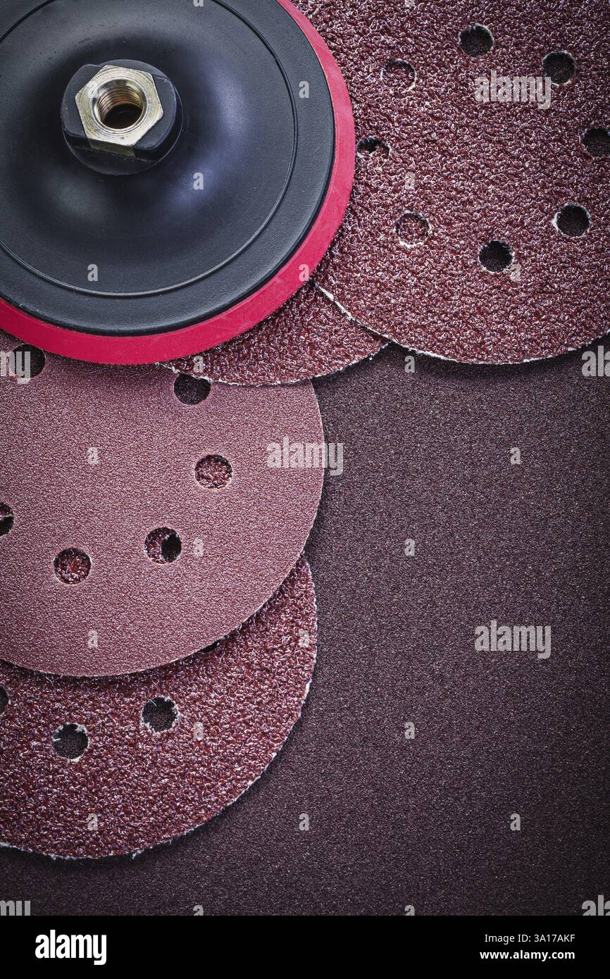 Grinding wheels holder on polishing paper abrasive tools Stock Photo ...