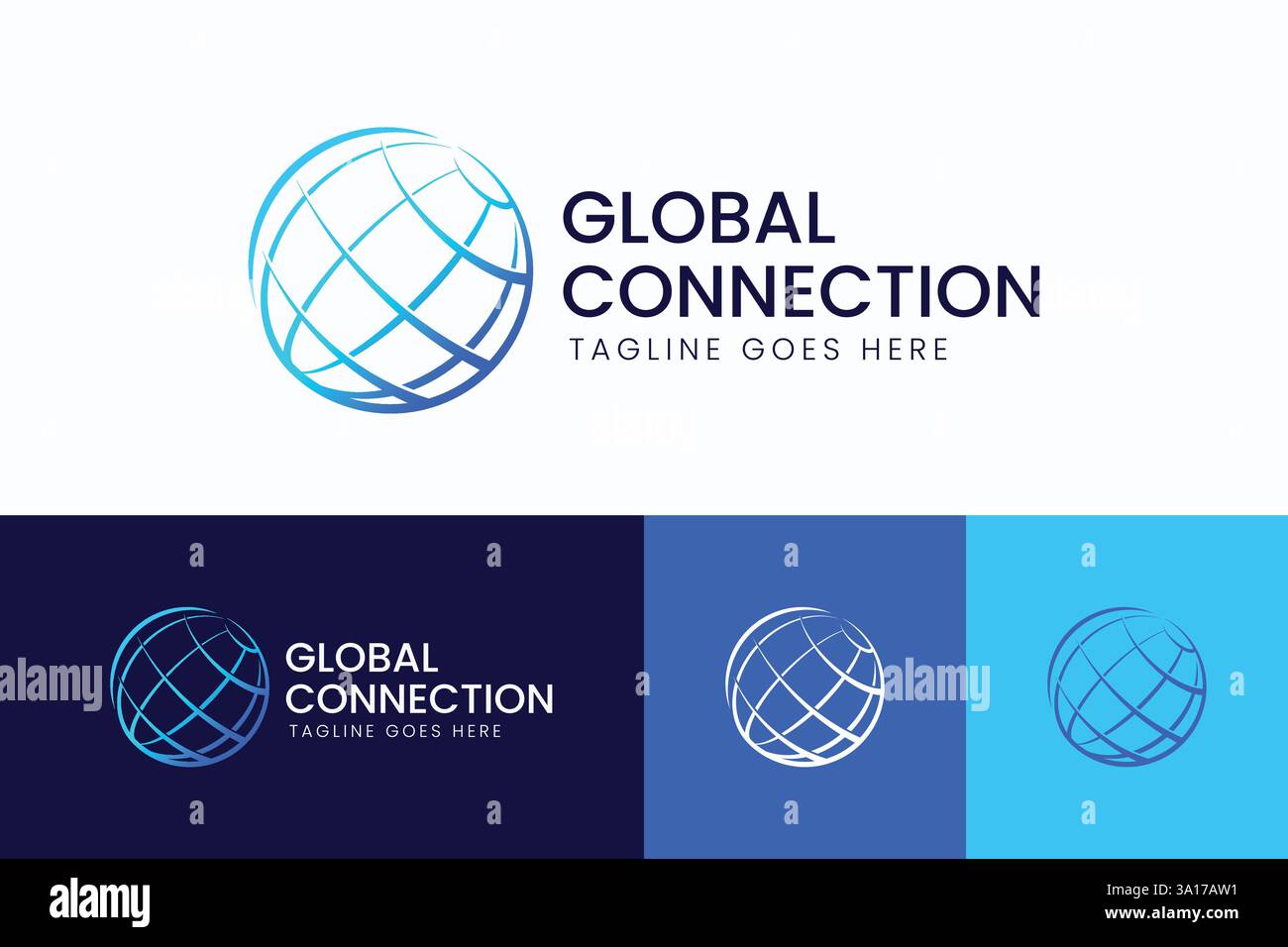 Modern Global Connection Logo Featuring a Blue Geometric Globe Design ...