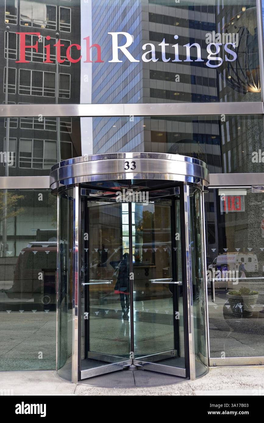 Manhattan, New York City, New York, USA, North America, Glass door of a ...