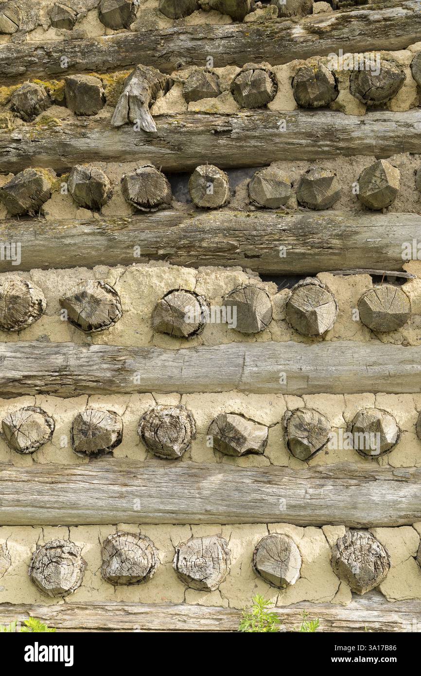 Rust-built rampart with wood and earth, faithful replica of the Slavic ...