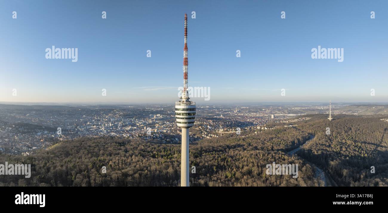 Aerial view, panorama from the 216.6 metre high Stuttgart television ...