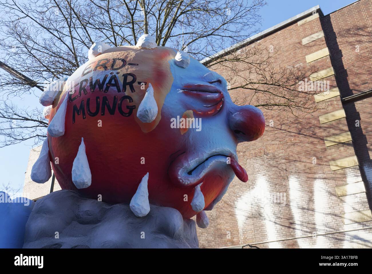 Global warming, climate change, CO2 emissions, papier-mache figure with ...