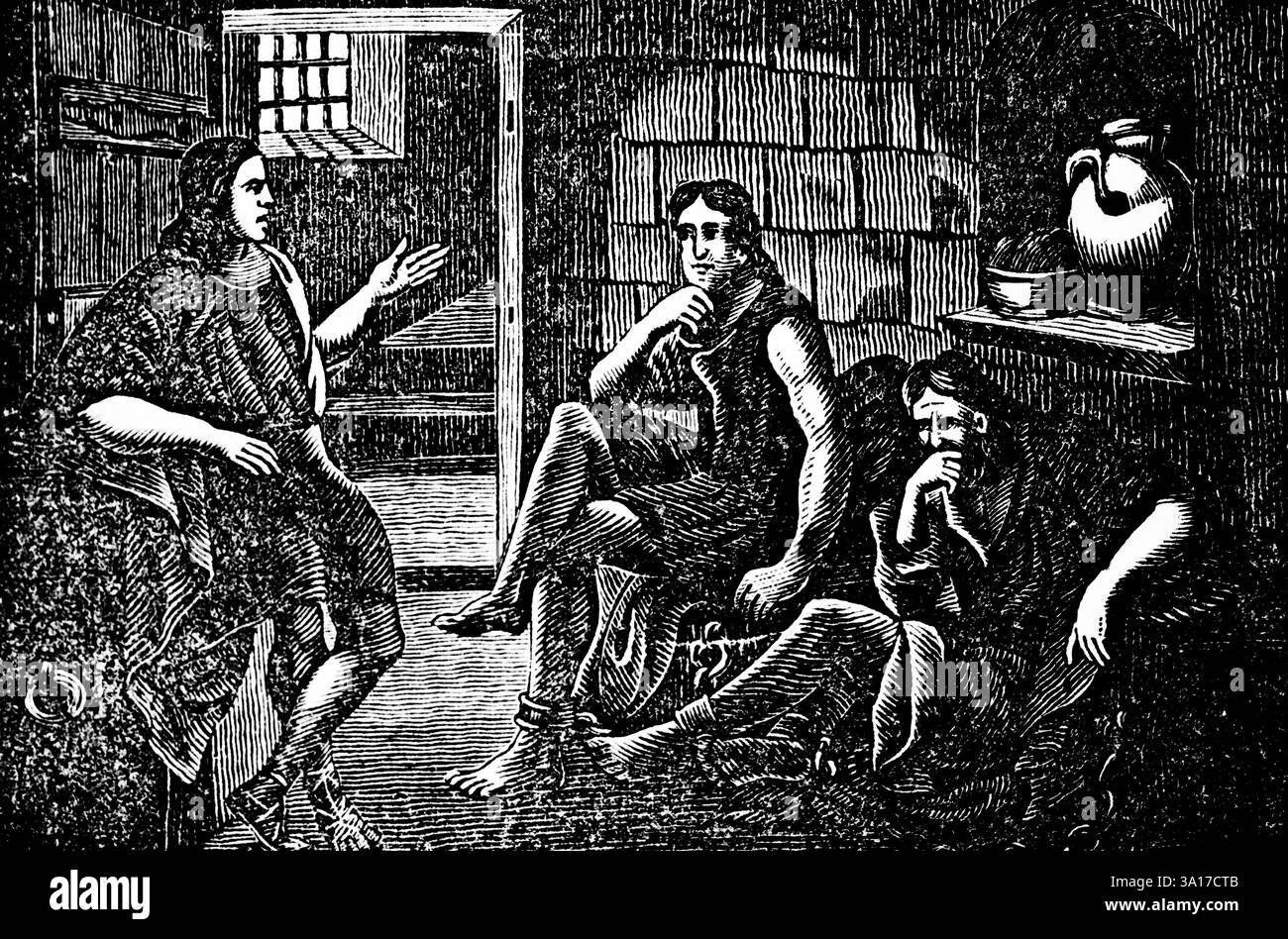 The innocent Joseph in prison at Pharaoh's court, dungeon in the cellar ...