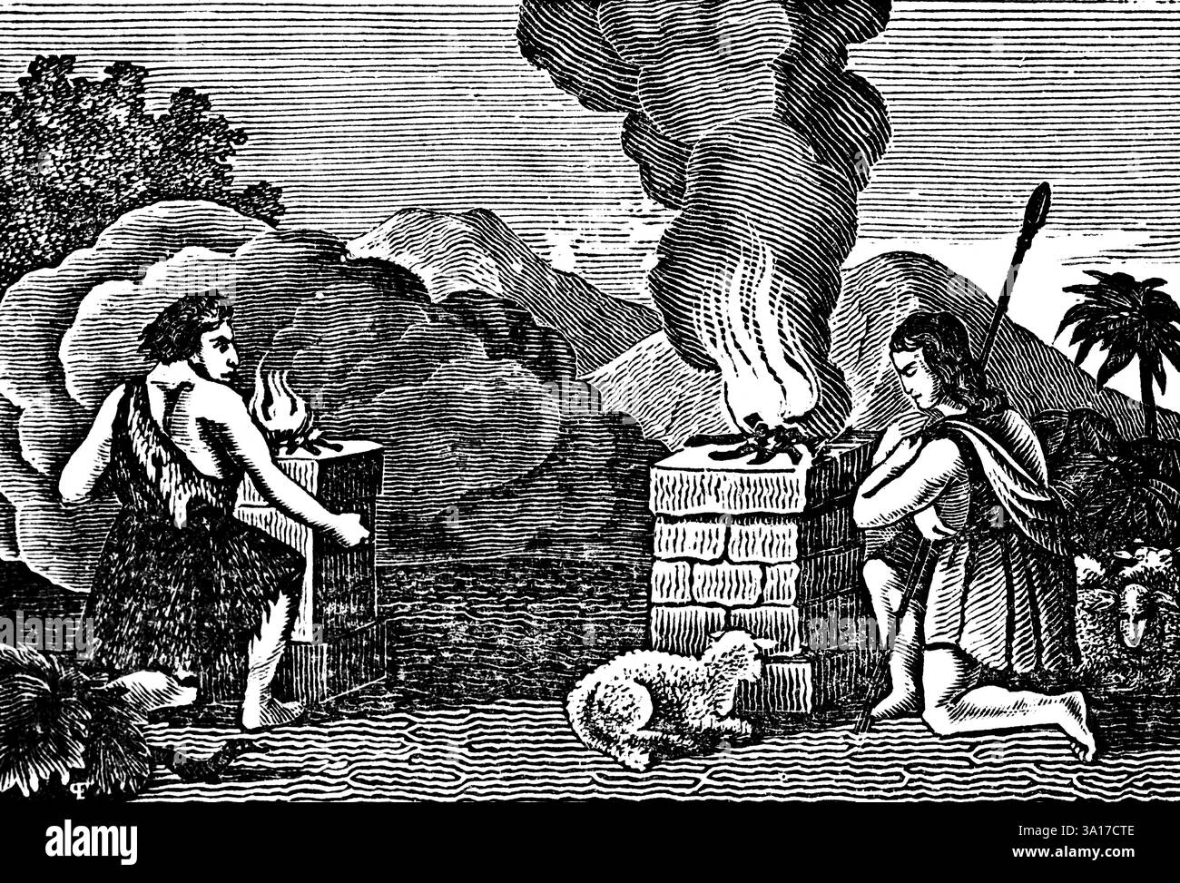 Cain and Abel, the two sacrifices, crops, first lamb, fireplace ...