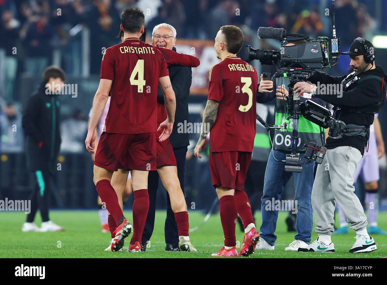Rome, Italy. 6th Mar, 2025. Claudio Ranieri of Roma celebrates with his ...