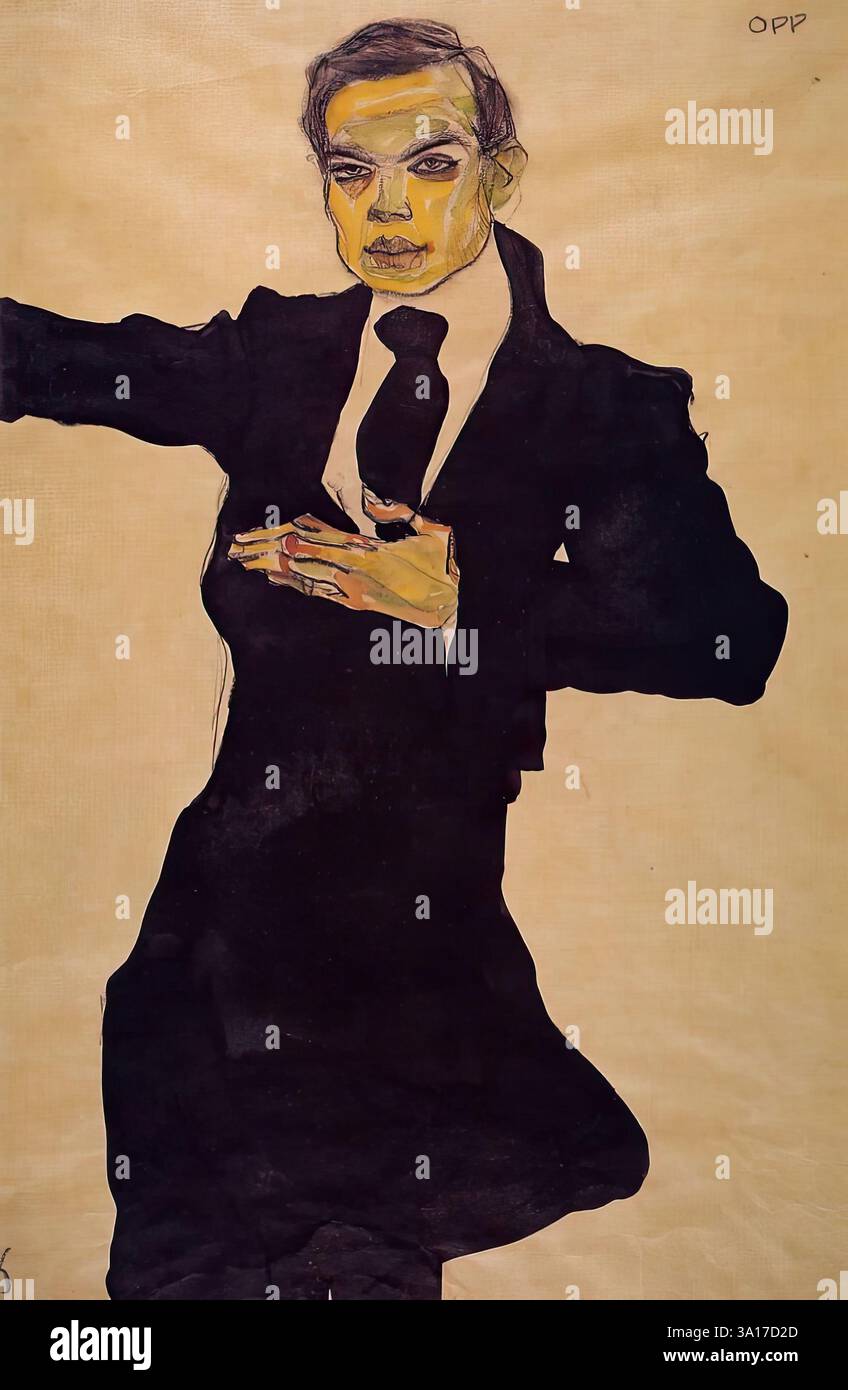 Egon Schiele painting - Portrait of the Painter Max Oppenheimer Stock ...
