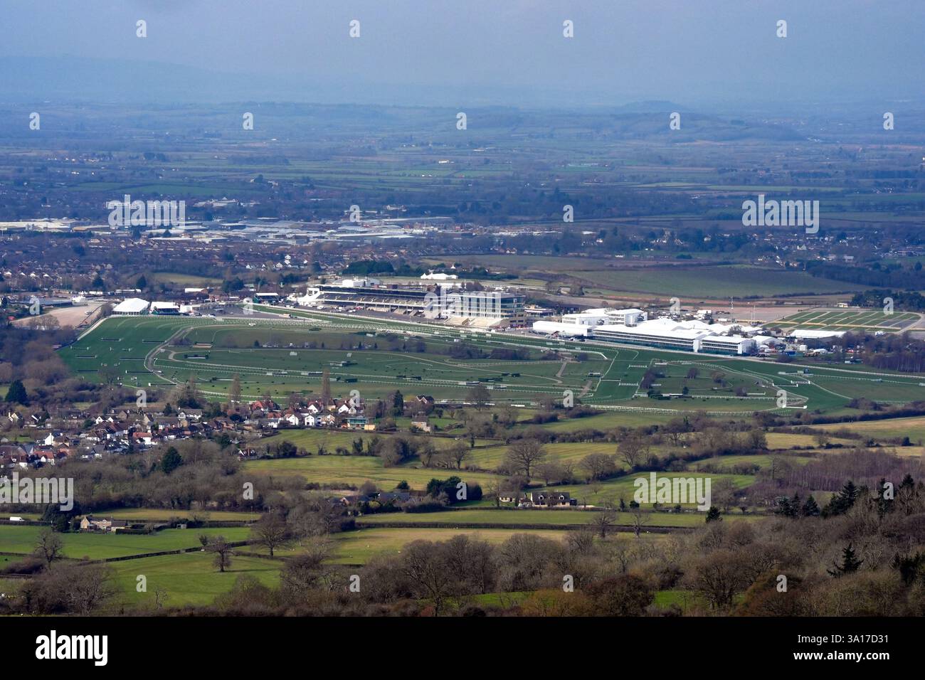 A general view of Cheltenham Racecourse seen from Cleeve Hill. The ...