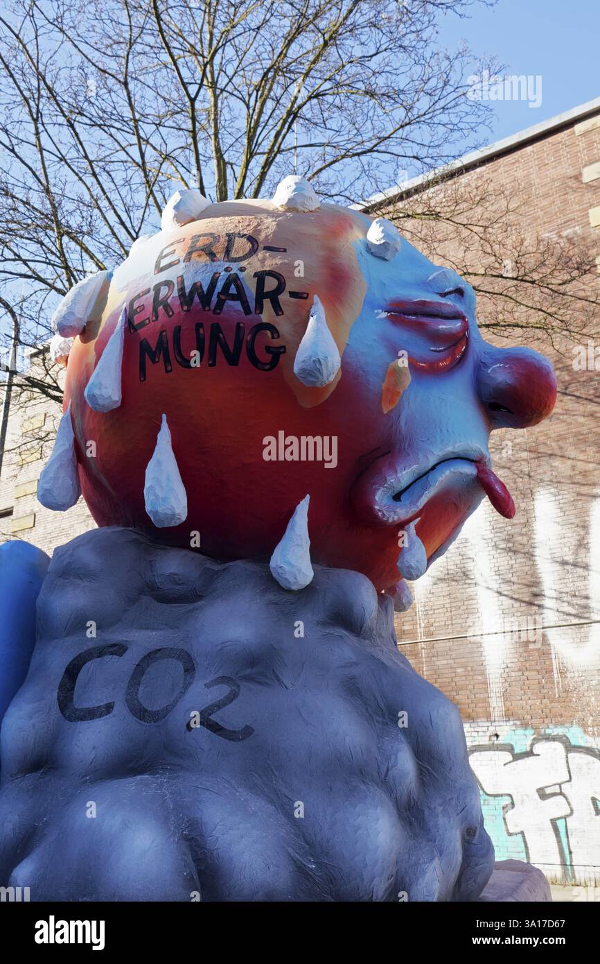 Global warming, climate change, CO2 emissions, papier-mache figure with ...