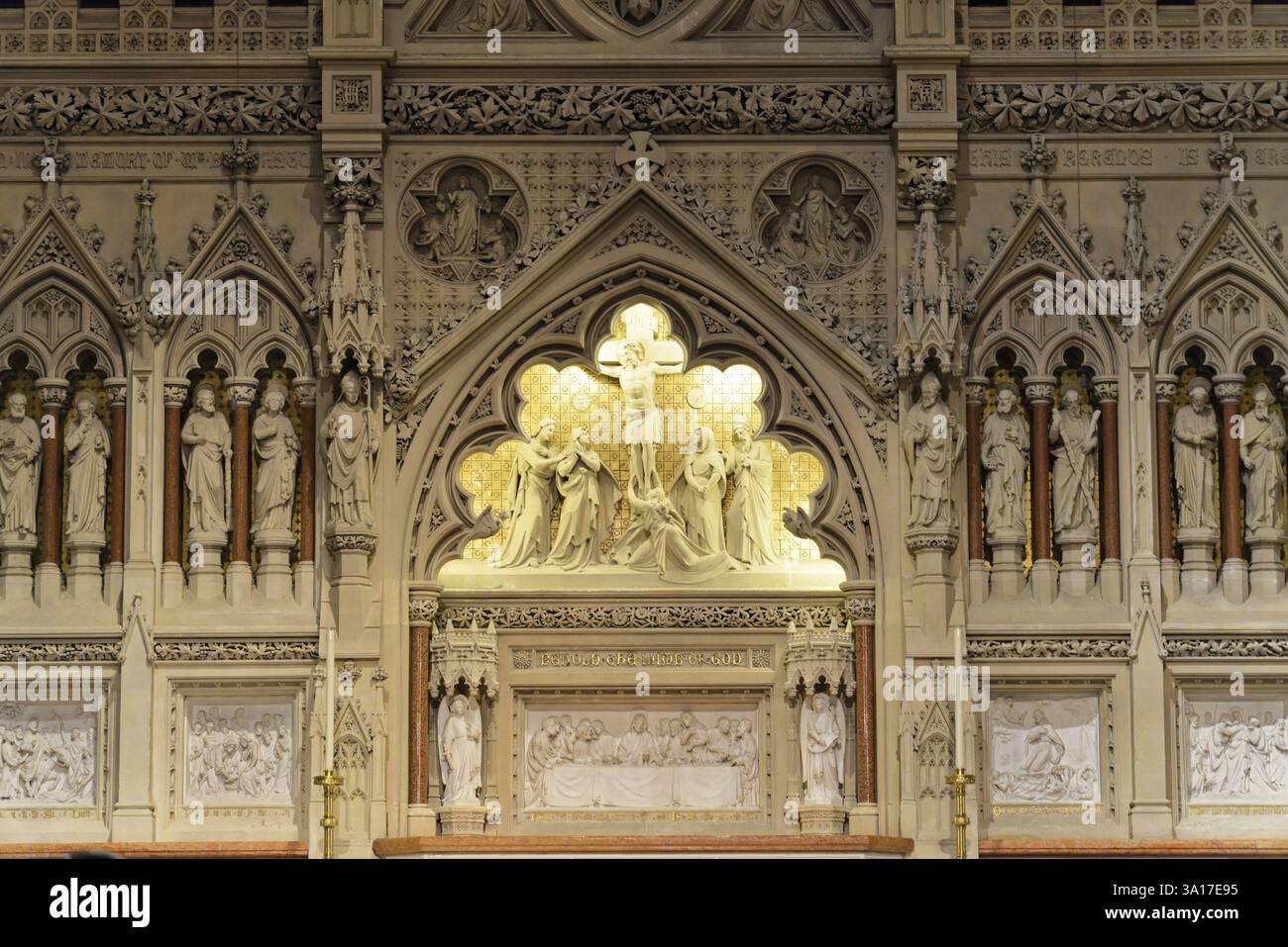 Interior view of the majestic Trinity Church, Detailed reliefs and ...