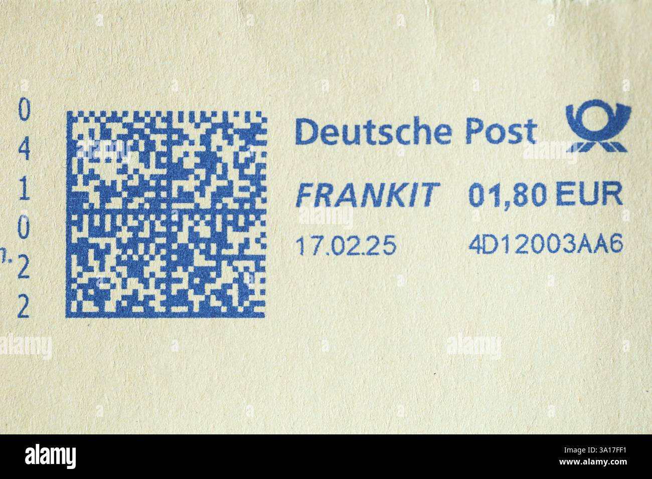 Frankit, DataMatrix, franking mark on an envelope, Deutsche Post ...