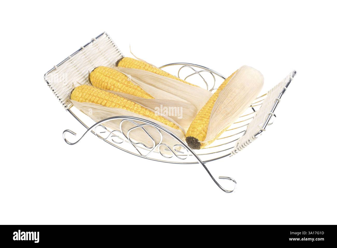 Corn on a braided stand isolated Stock Photo - Alamy
