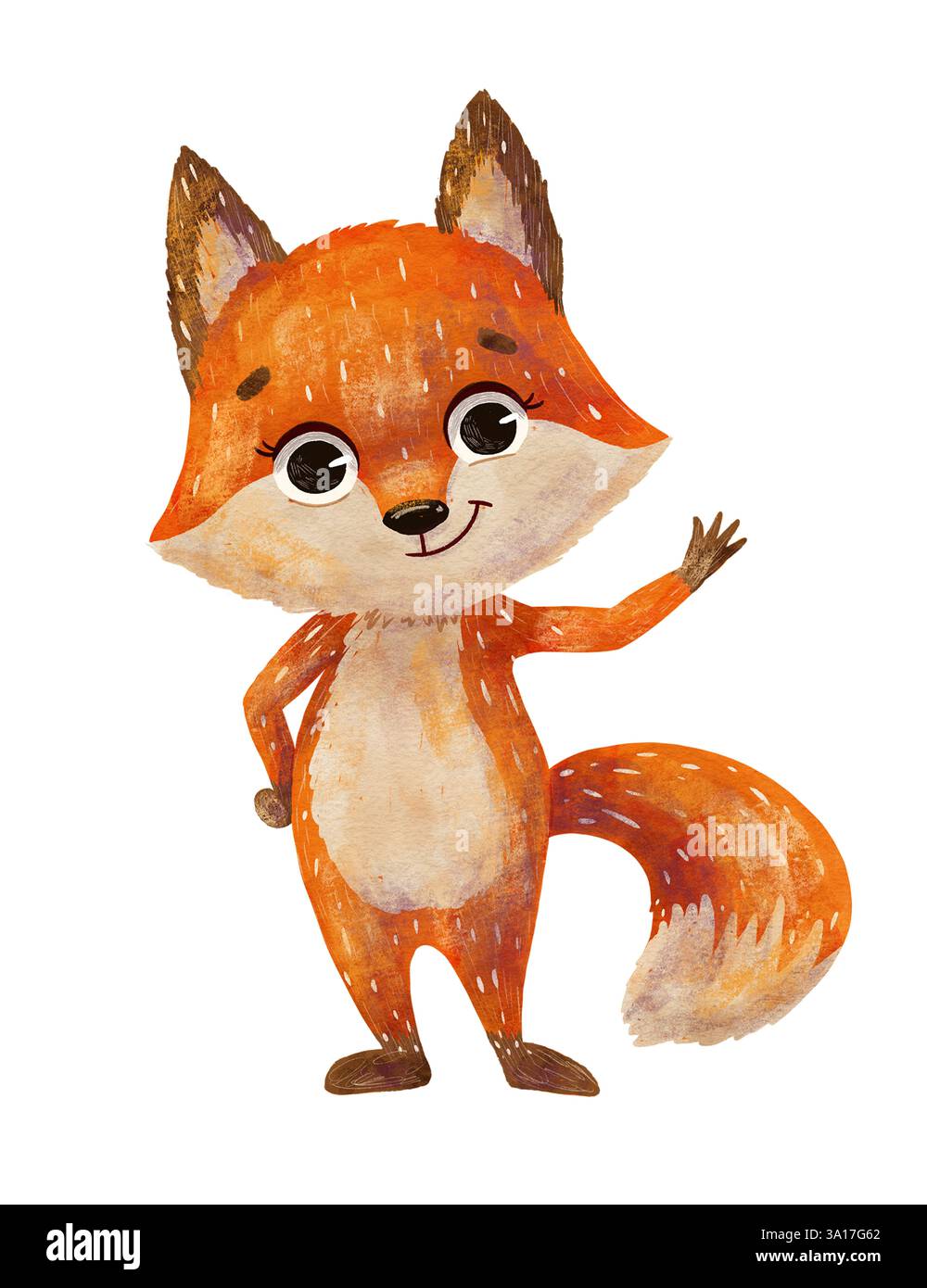 A red fox cub, a cartoon character isolated on a white background. The ...