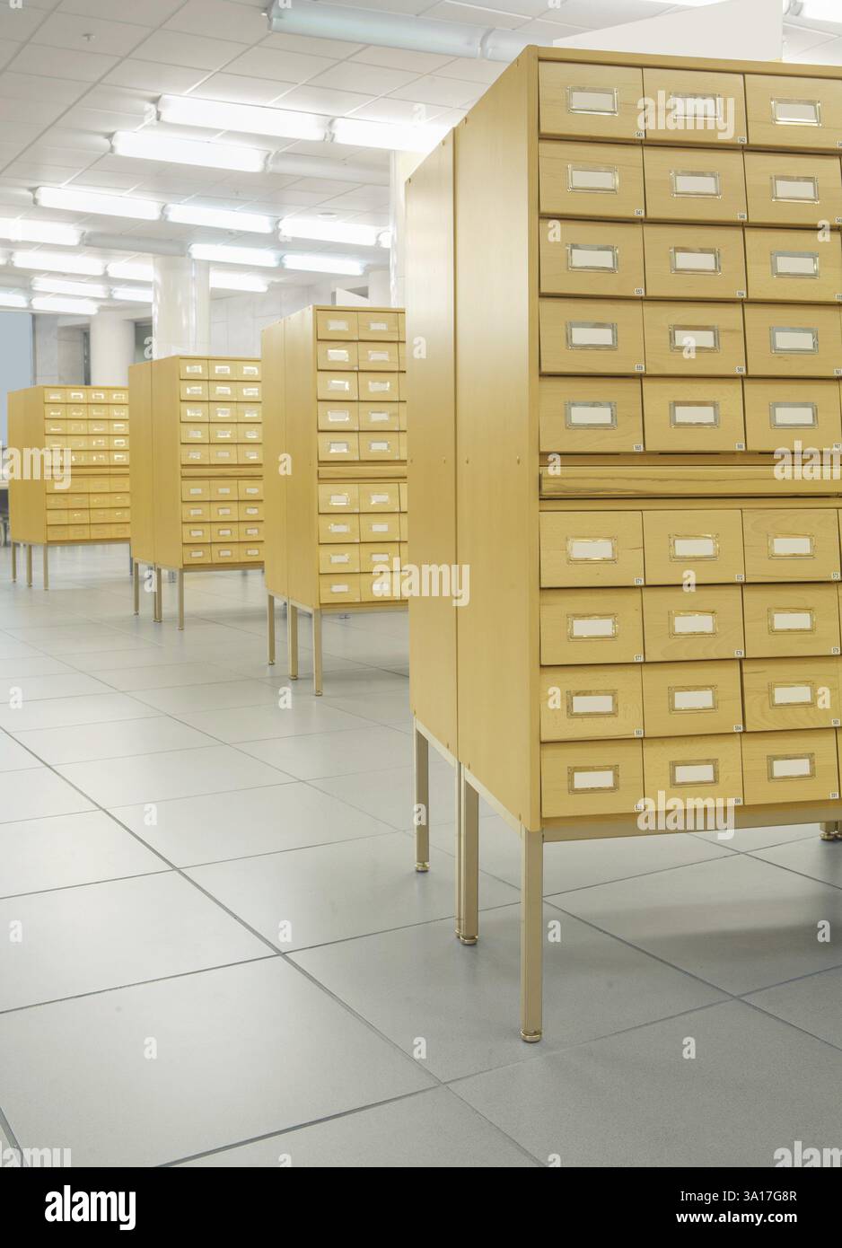 Library wooden card catalogs indoor Stock Photo - Alamy