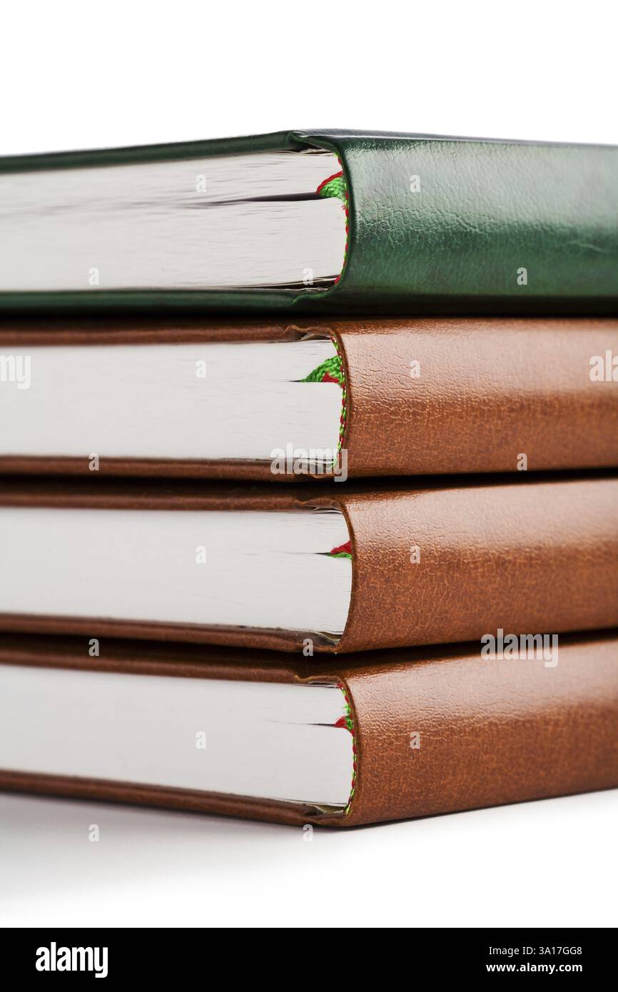 Closeup view on a stack of book Stock Photo - Alamy