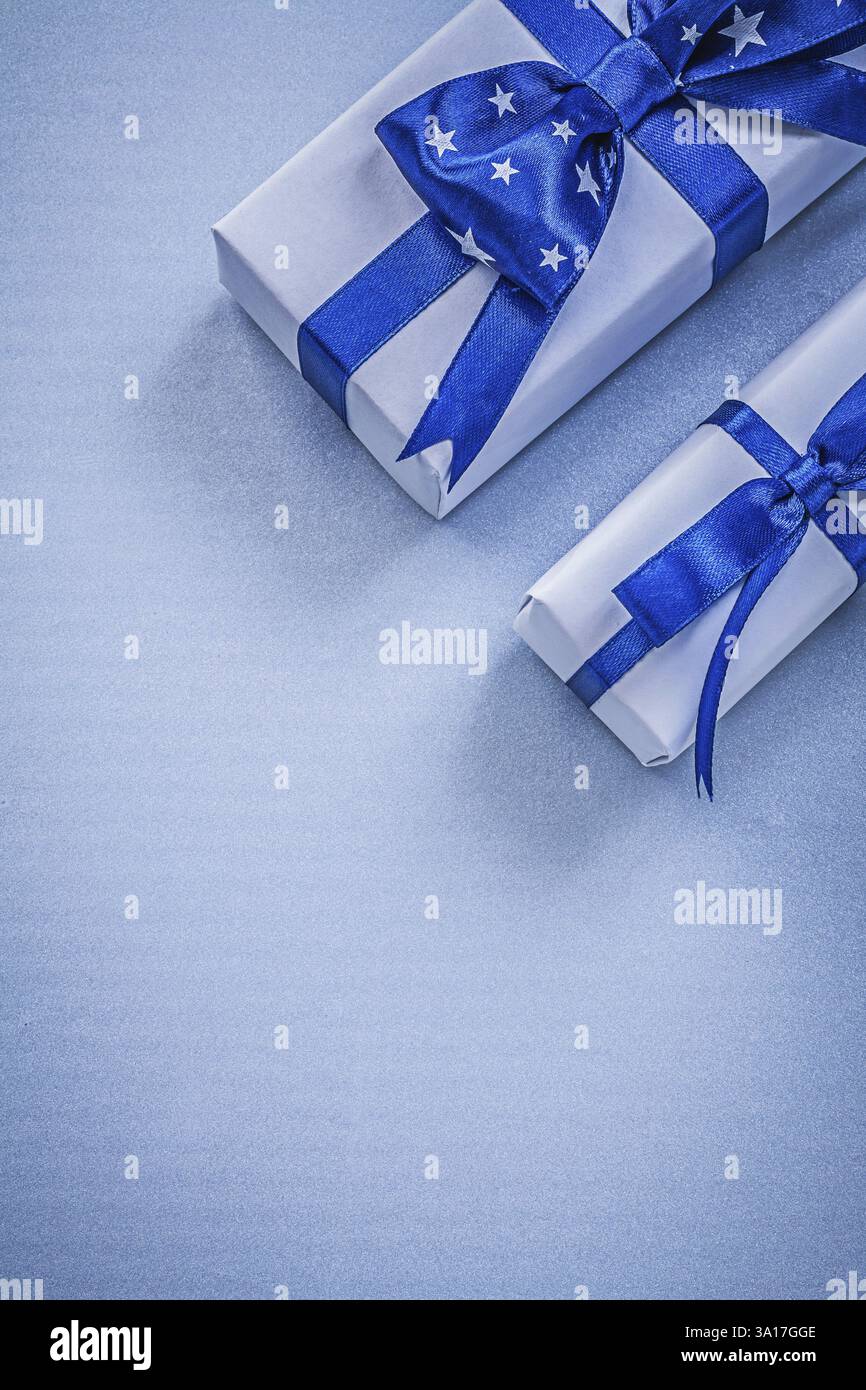 Collection of gift boxes on blue background holidays concept Stock ...