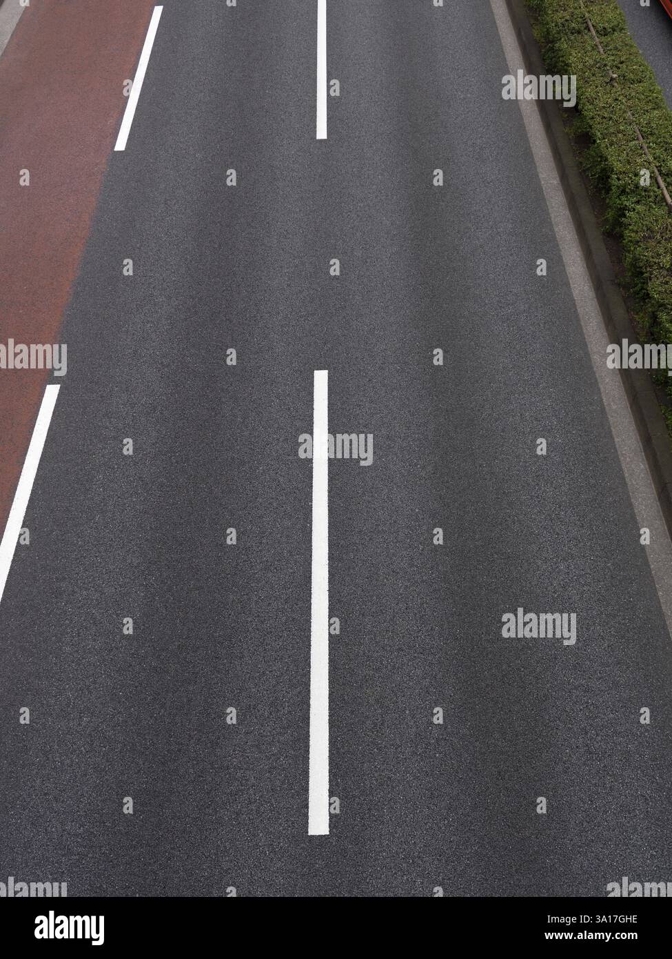 Asphalt road surface texture with lane markings high angle view Stock ...