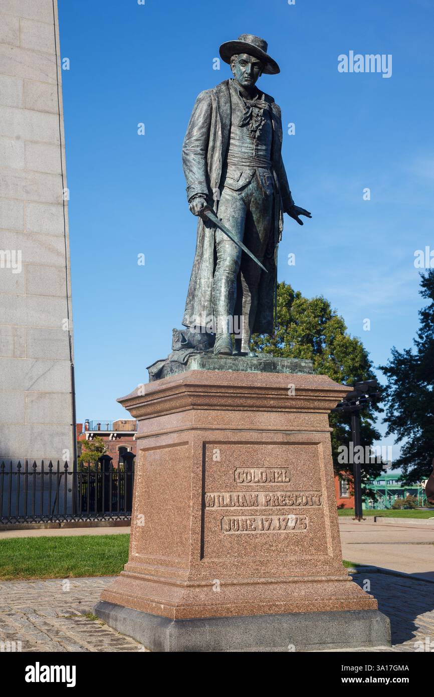 The Colonel William Prescott statue in Bunker hill obelisk in ...