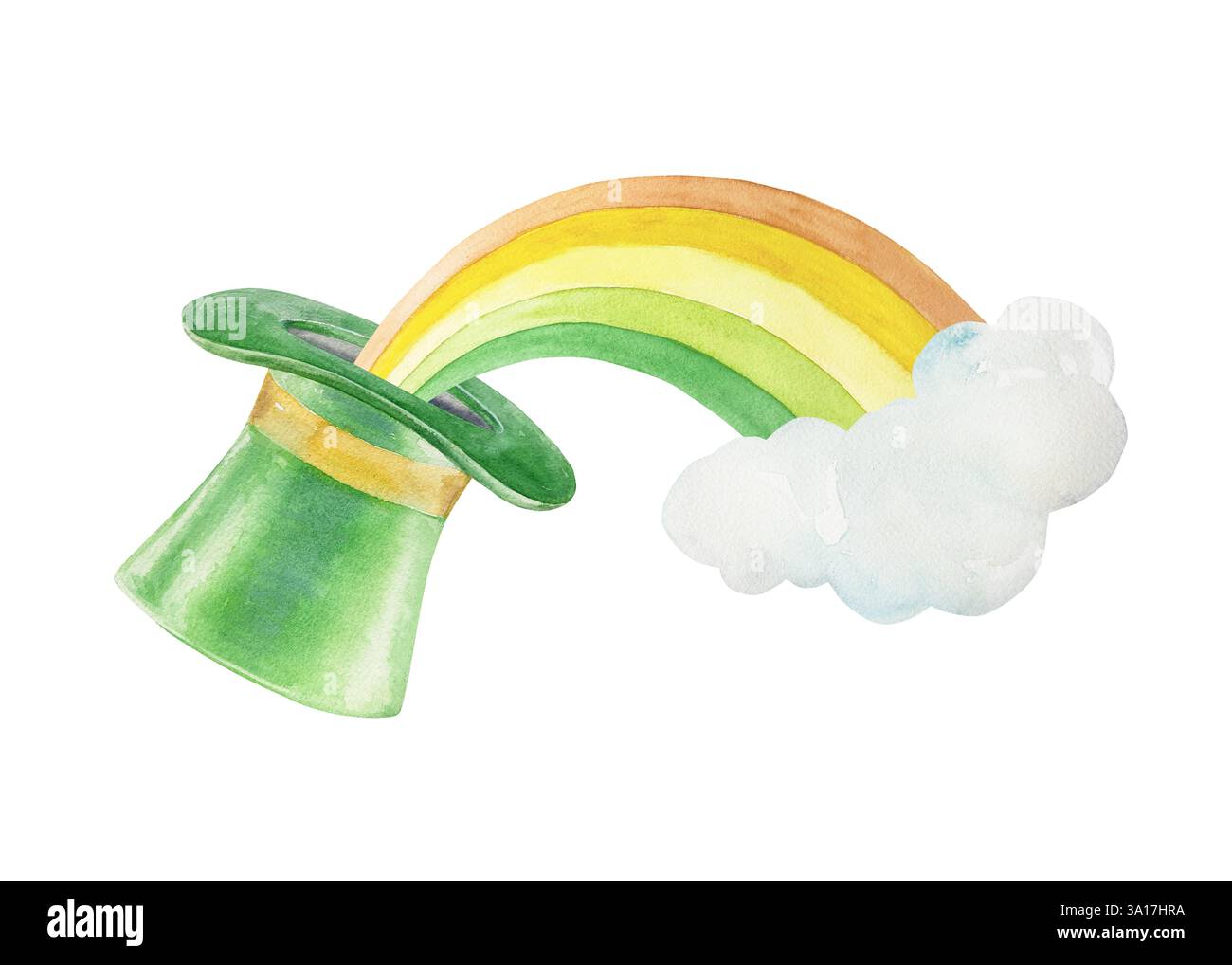 Green top hat and rainbow with cloud. Symbols of Saint Patricks Day ...