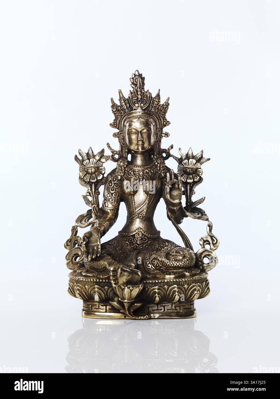 Green Tara statue Buddhist goddess of compassion. Isolated on white ...