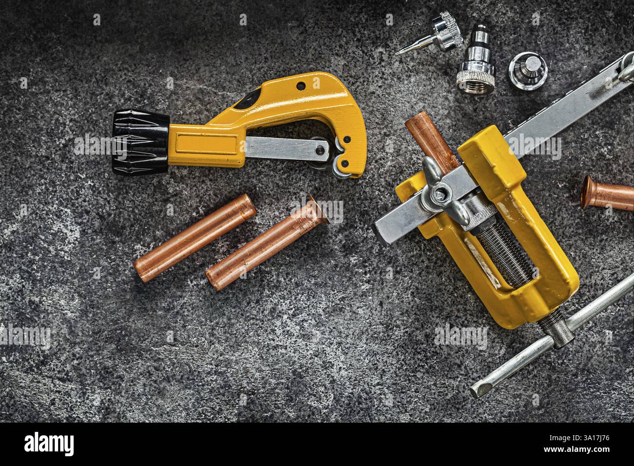 Flaring Of Copper Pipes Tools On Dark Background Stock Photo - Alamy