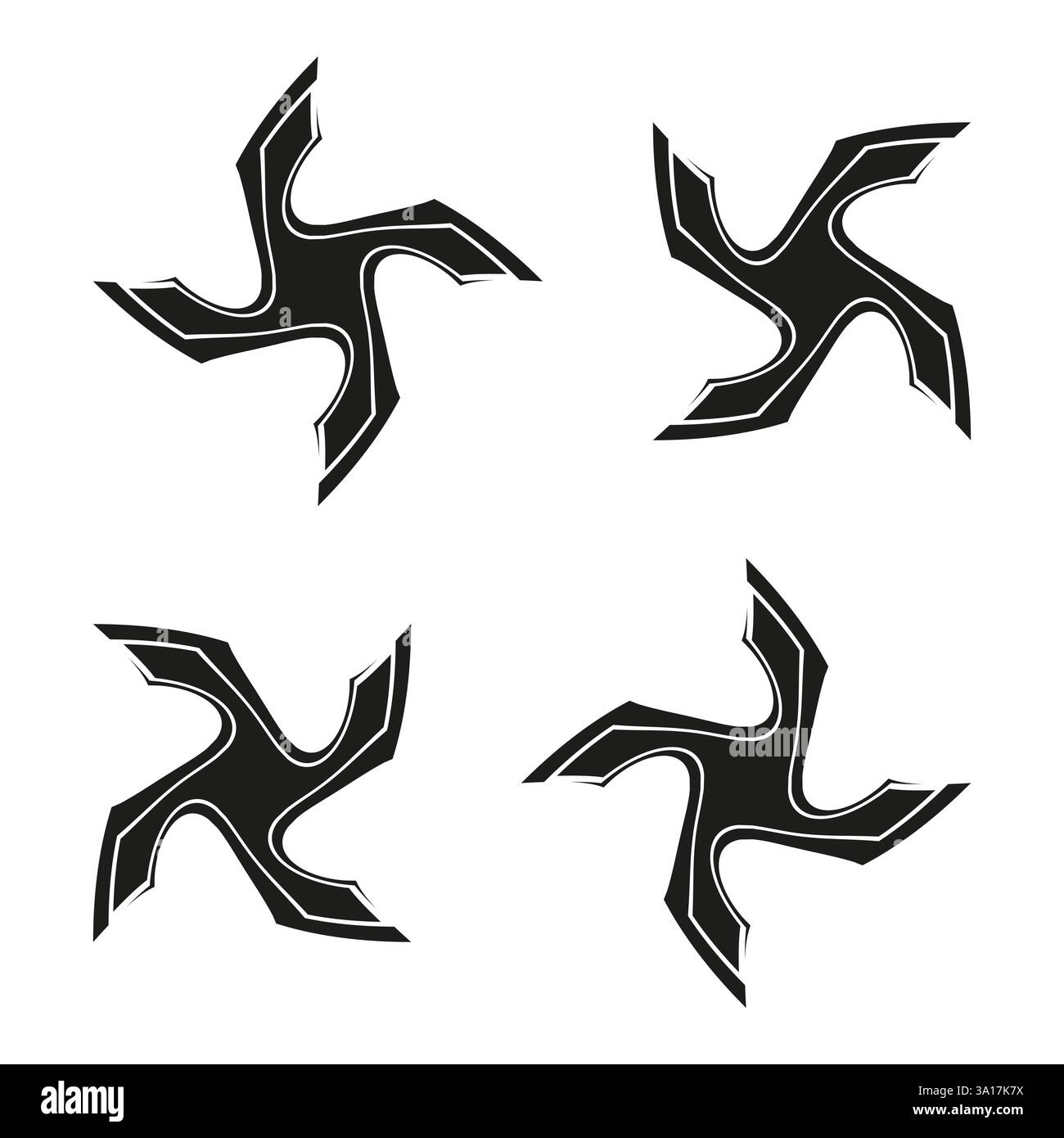 Sharp rotating shapes. Abstract futuristic design. Dynamic geometric elements. Vector ...