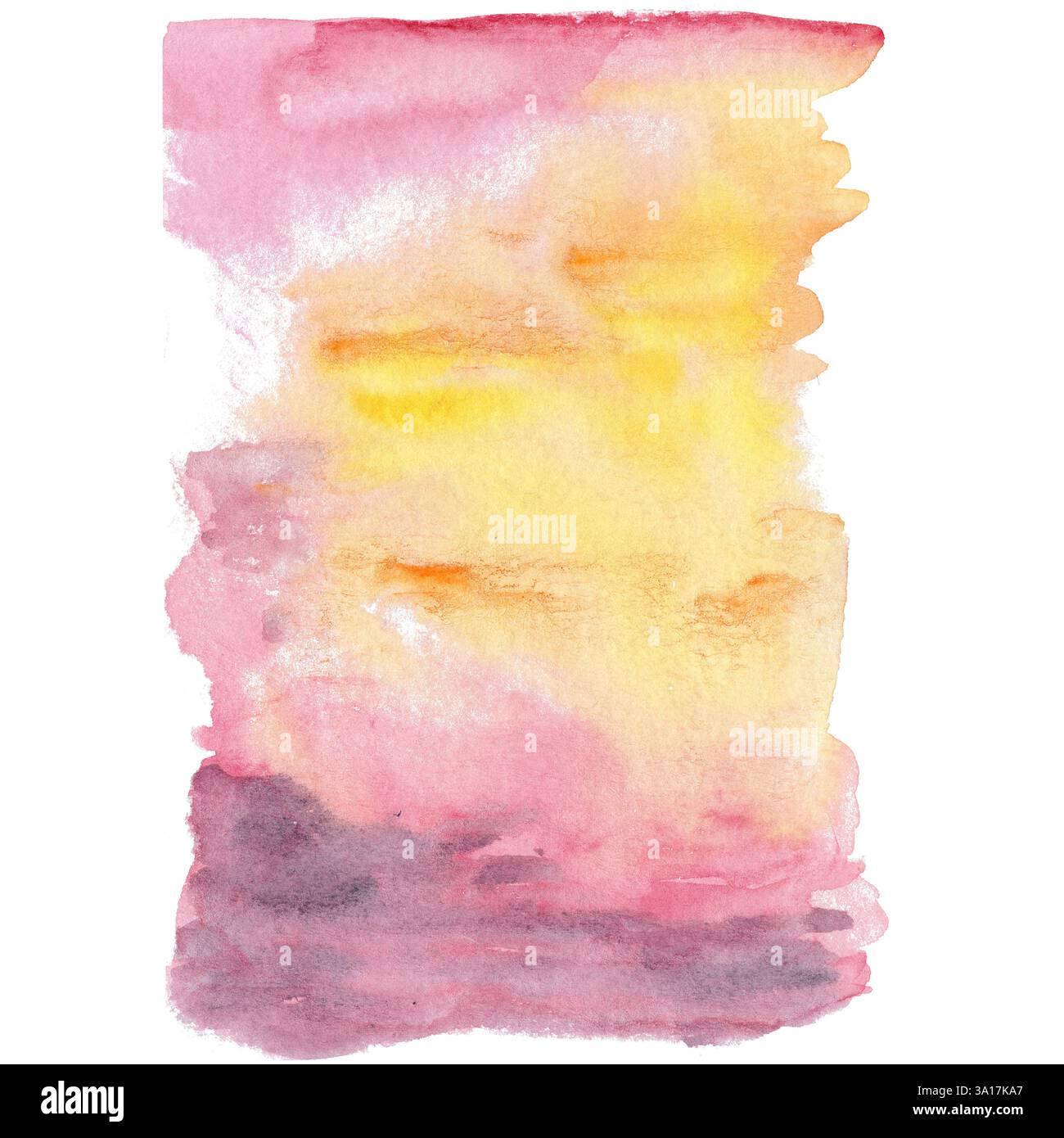 Pink-purple-yellow watercolor splash sunset abstract background. High ...