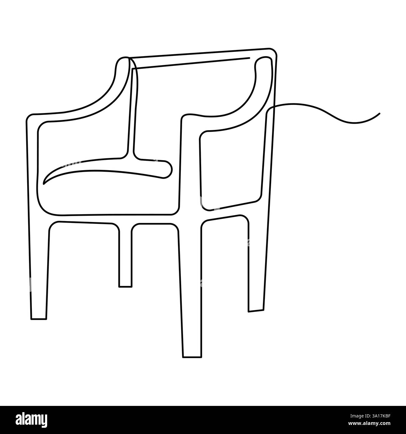 Continuous single line hand drawing simple modern chair icon and ...