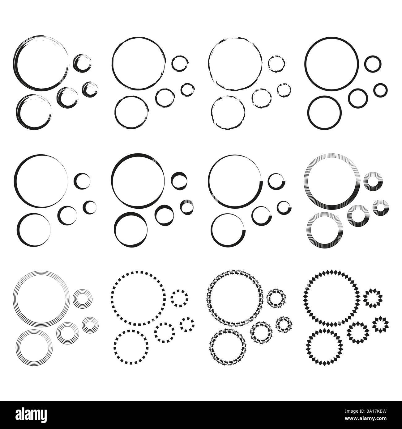 Circular frame set. Abstract geometric shapes. Decorative round borders ...