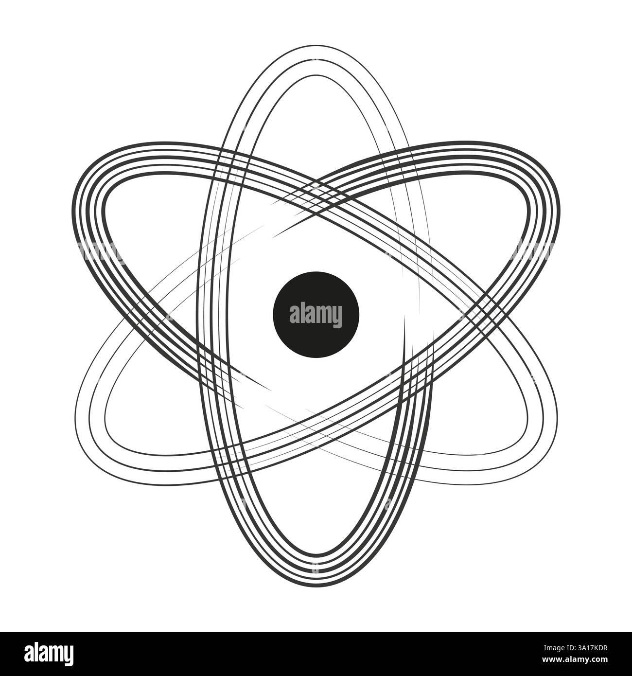 Atom icon. Atomic orbit symbol. Black nucleus shape. Science vector ...
