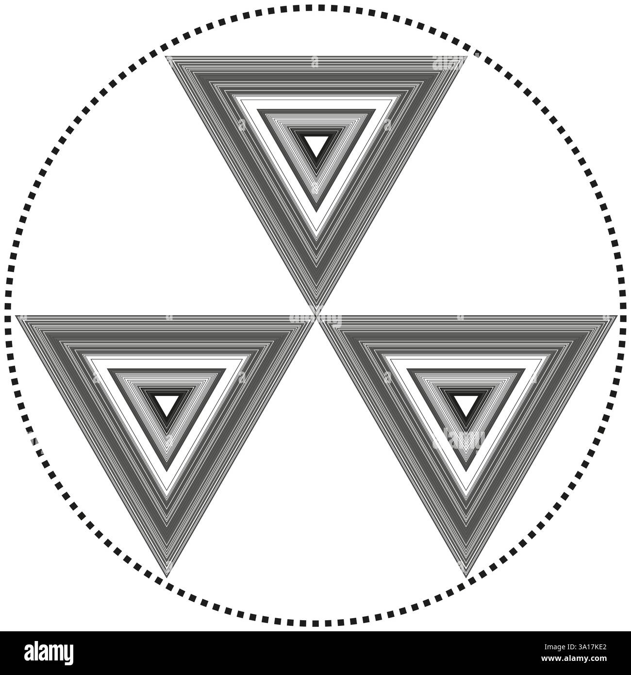 Layered triangle shapes. Hypnotic optical effect. Black and white ...