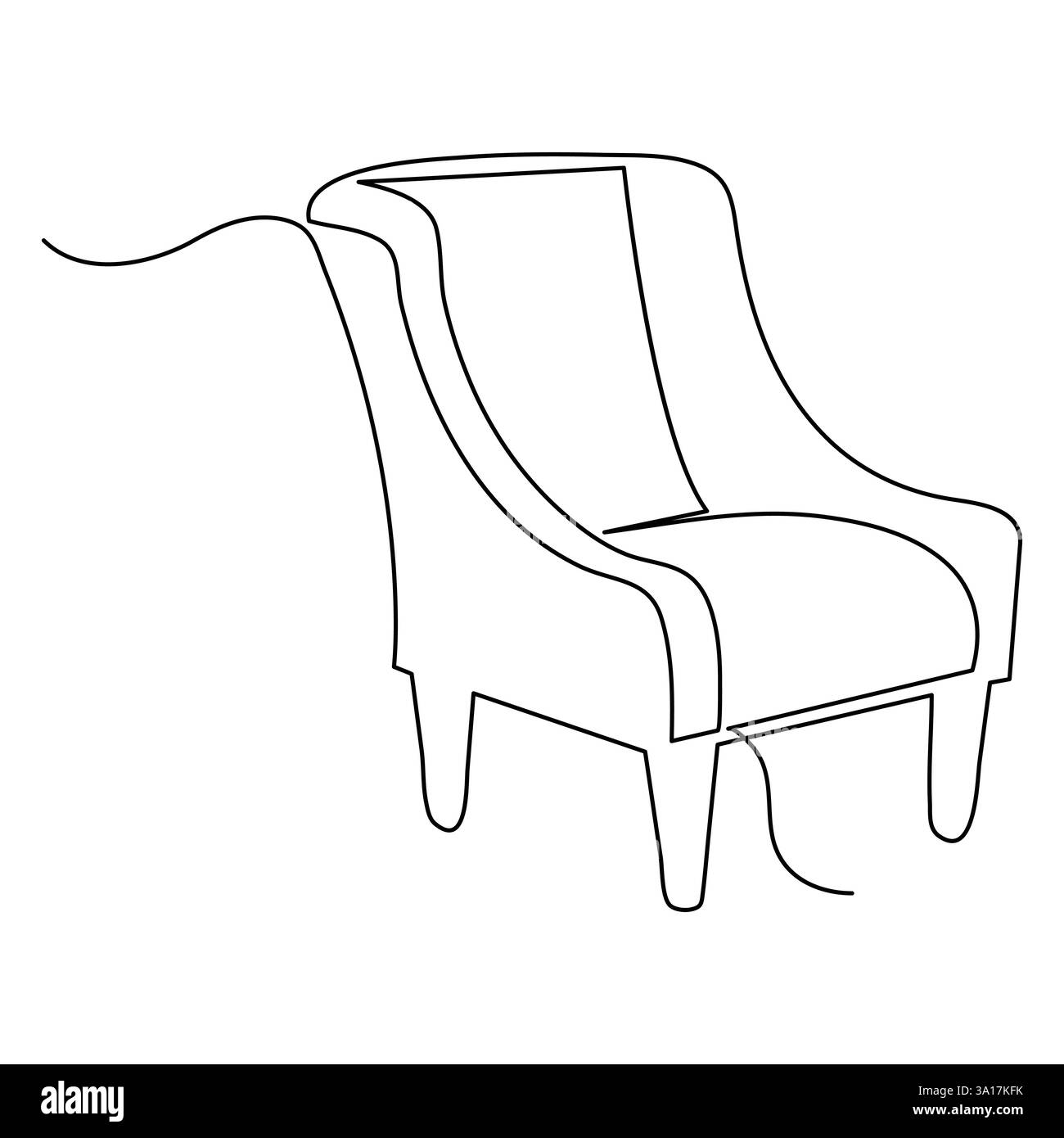 Continuous single line hand drawing simple modern chair icon and ...
