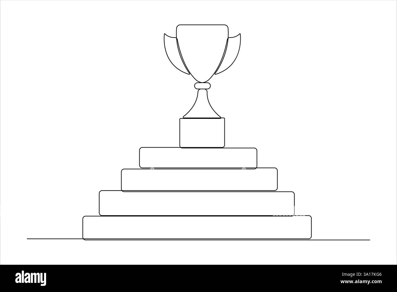 Continuous one line art drawing of champion winner trophy vector ...