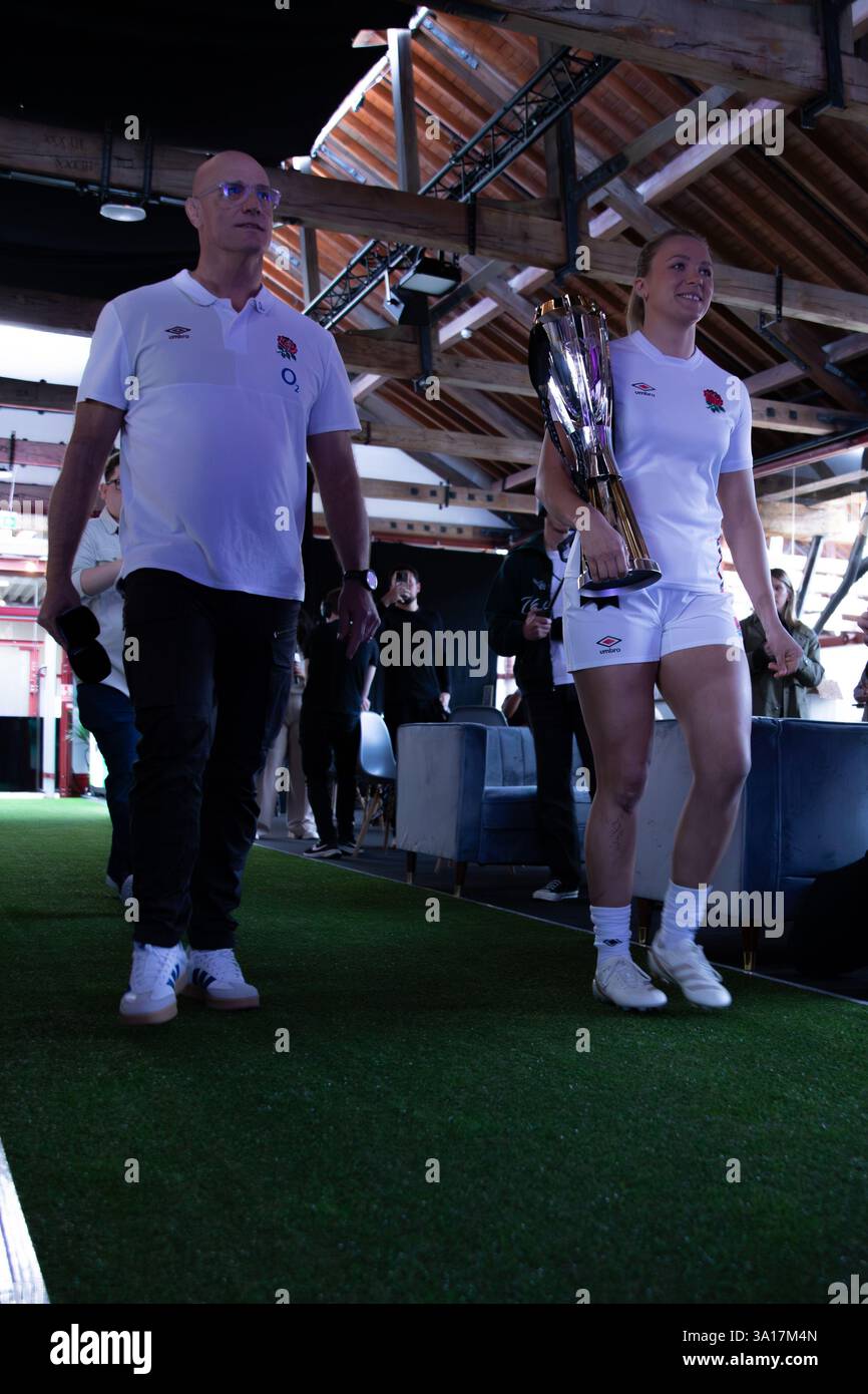 New Red Rose captain Zoe Aldcroft and Head Coach John Mitchell walk to ...