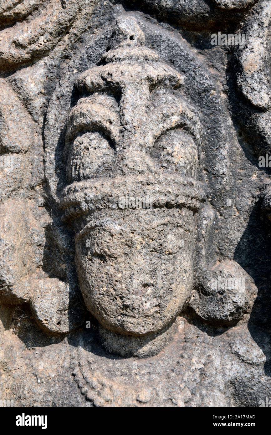 Carved stone artifacts displayed near the Solah Khamba Masjid, Fort ...