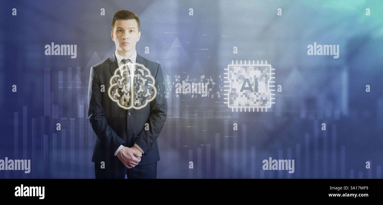 Light charts background Vol.1 A man in a business suit clasped his ...