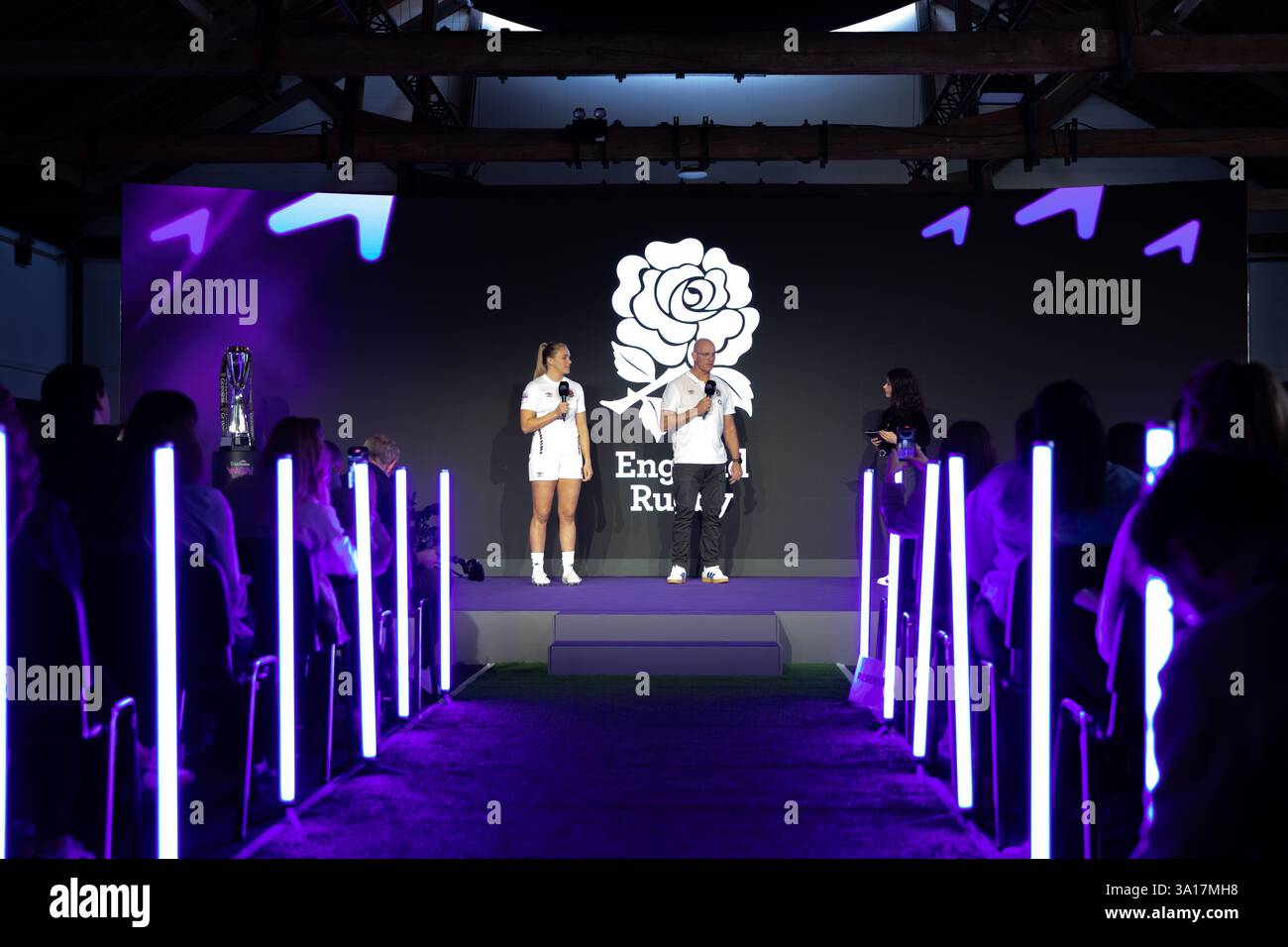 New Red Rose captain Zoe Aldcroft and Head Coach John Mitchell walk to ...