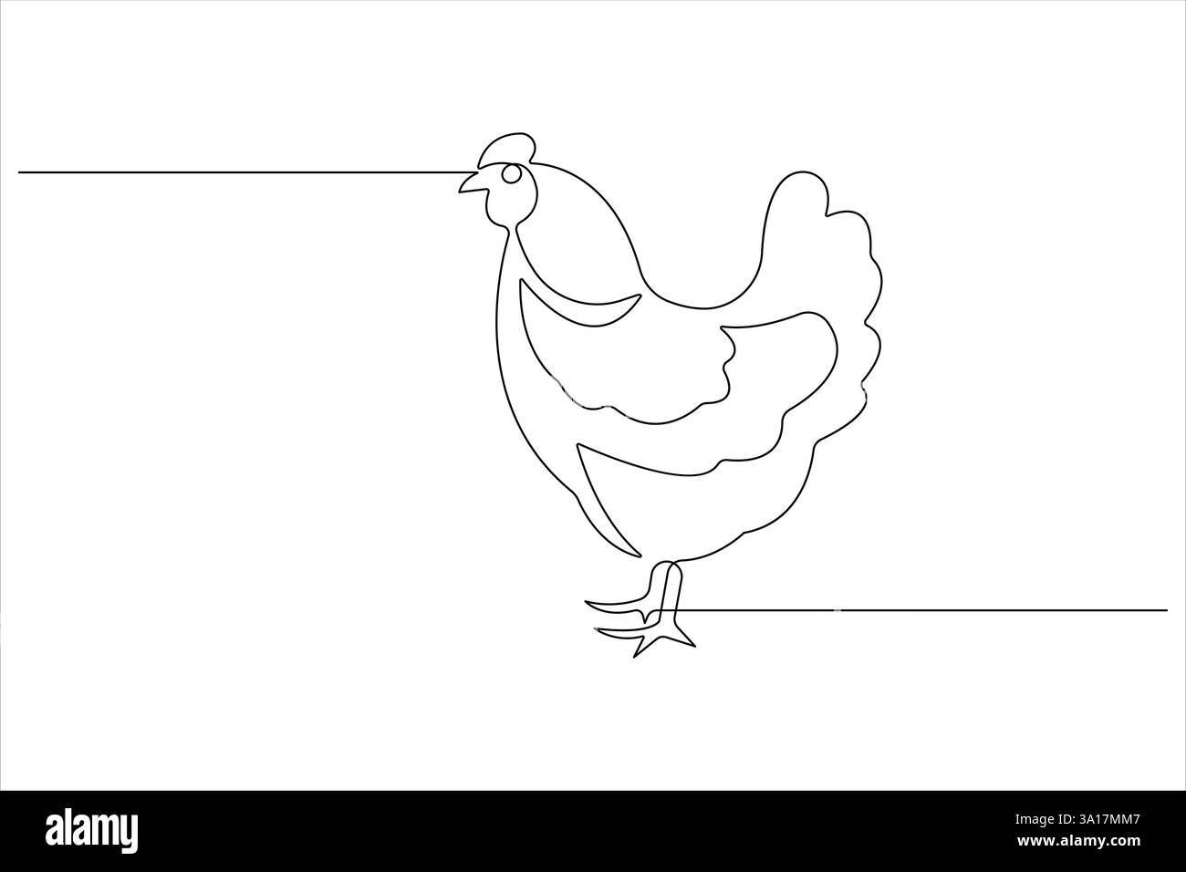 Continuous single line art drawing of rooster chicken pet animal farm ...