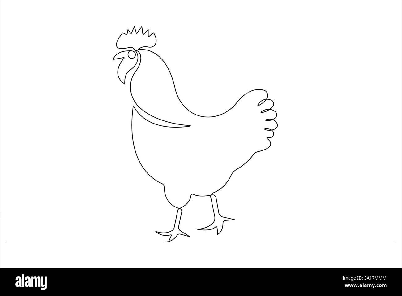 Continuous single line art drawing of rooster chicken pet animal farm ...