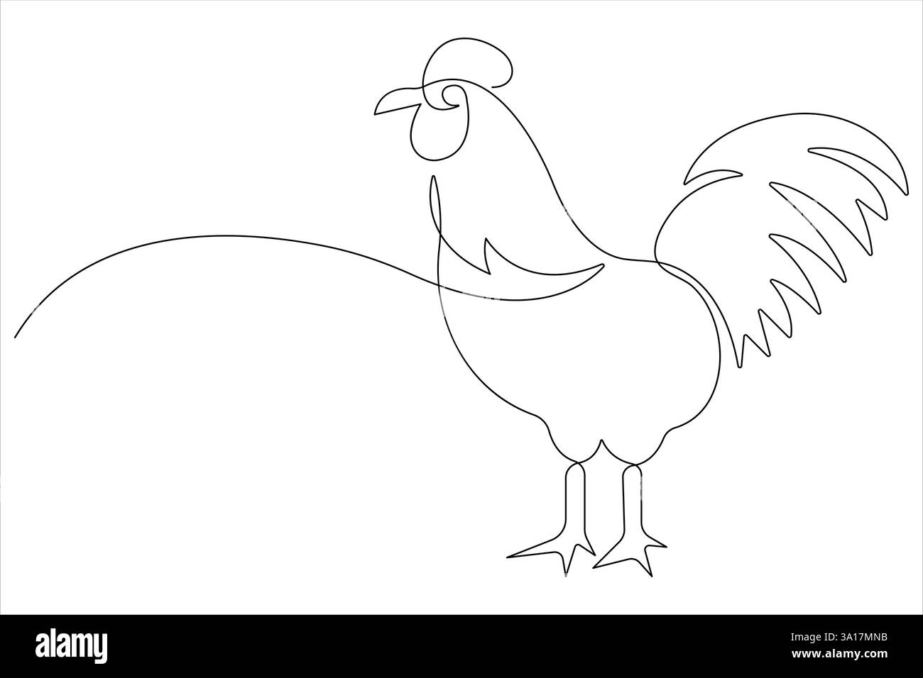 Continuous single line art drawing of rooster chicken pet animal farm ...