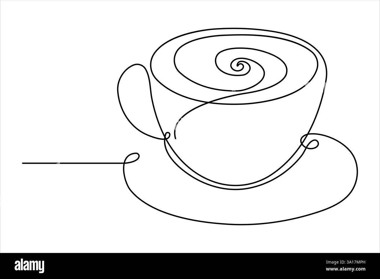Hot coffee cup continuous one line art drawing of breakfast steam ...