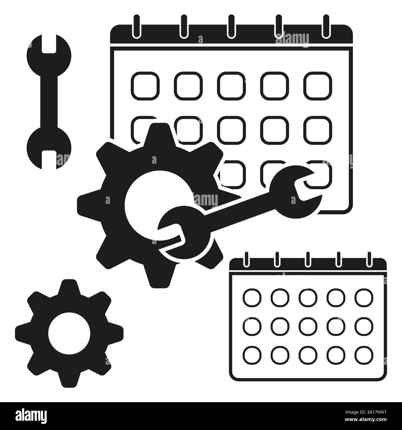 Calendar tools icon. Maintenance gear symbol. Date adjustment concept ...