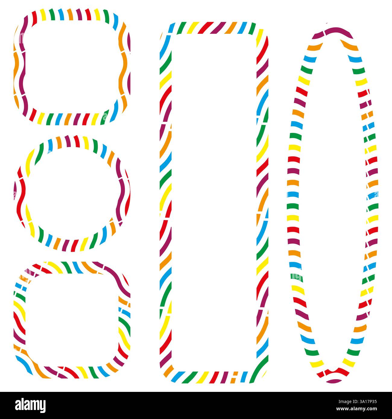 Colorful frame set. Abstract geometric border. Decorative bright ...