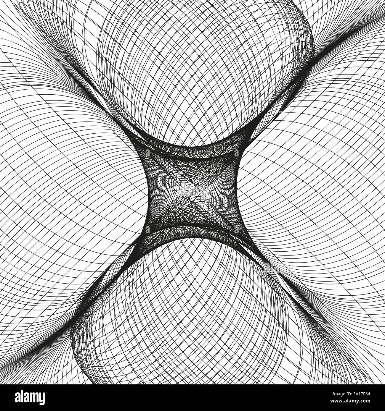 Abstract wireframe shape. Geometric curve pattern. Black white optical ...
