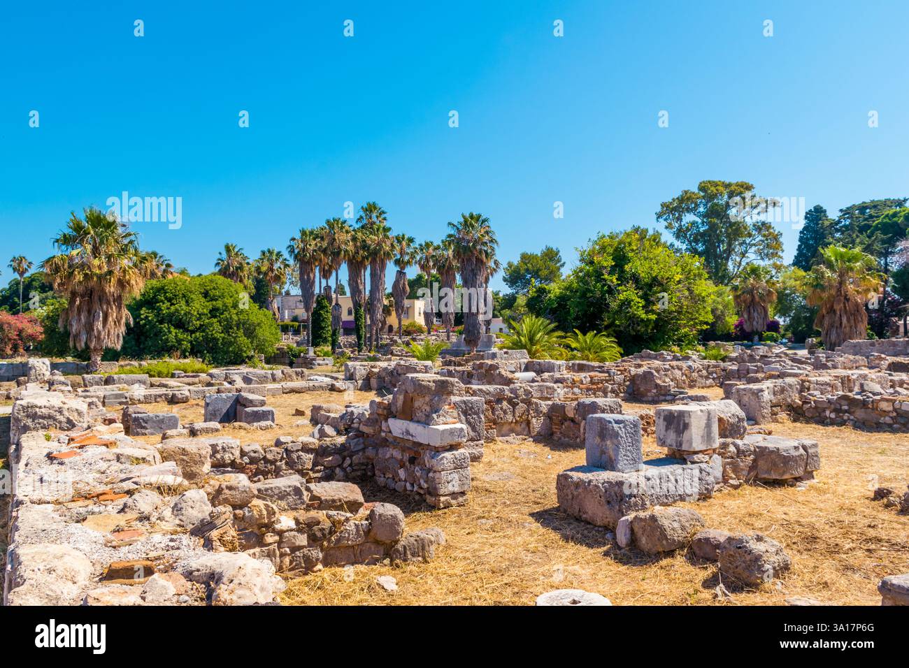 View of ruins of Ancient Agora in Kos town, Kos Island, Greece Stock ...