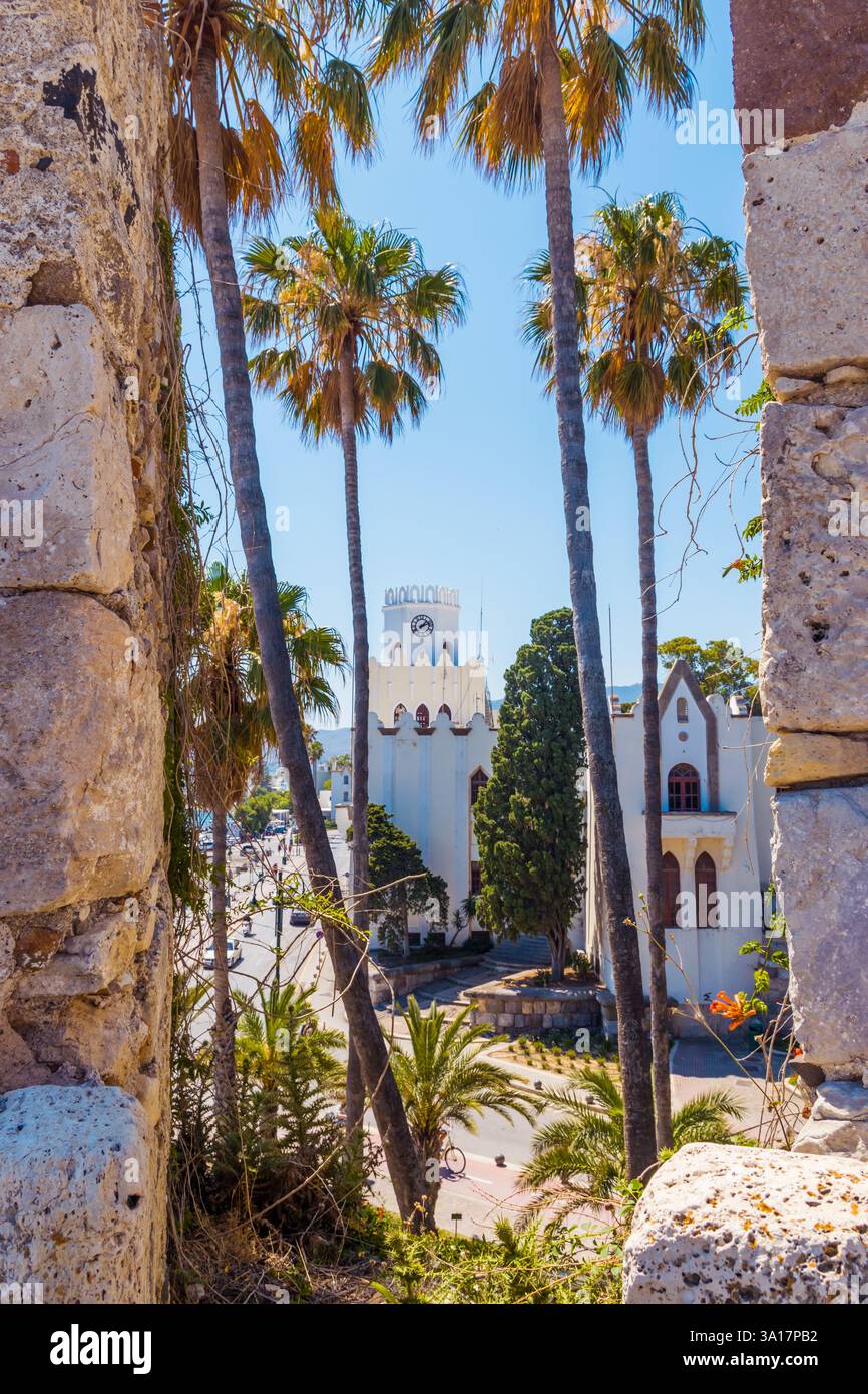 View of government building of Kos town from Nerantzia castle, Kos ...