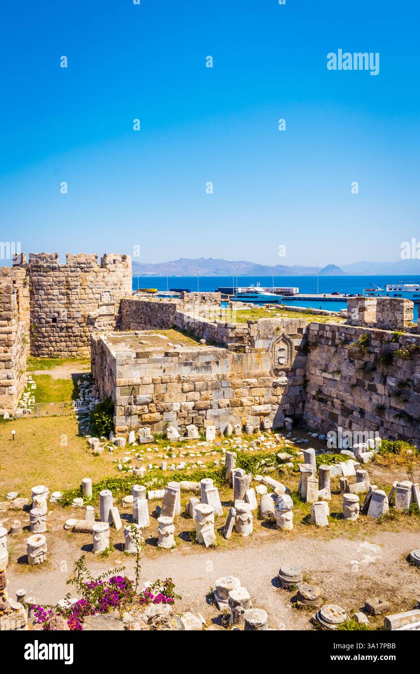 Kos town, Kos island, Greece - June 24, 2023: Castle of the Knights, or ...
