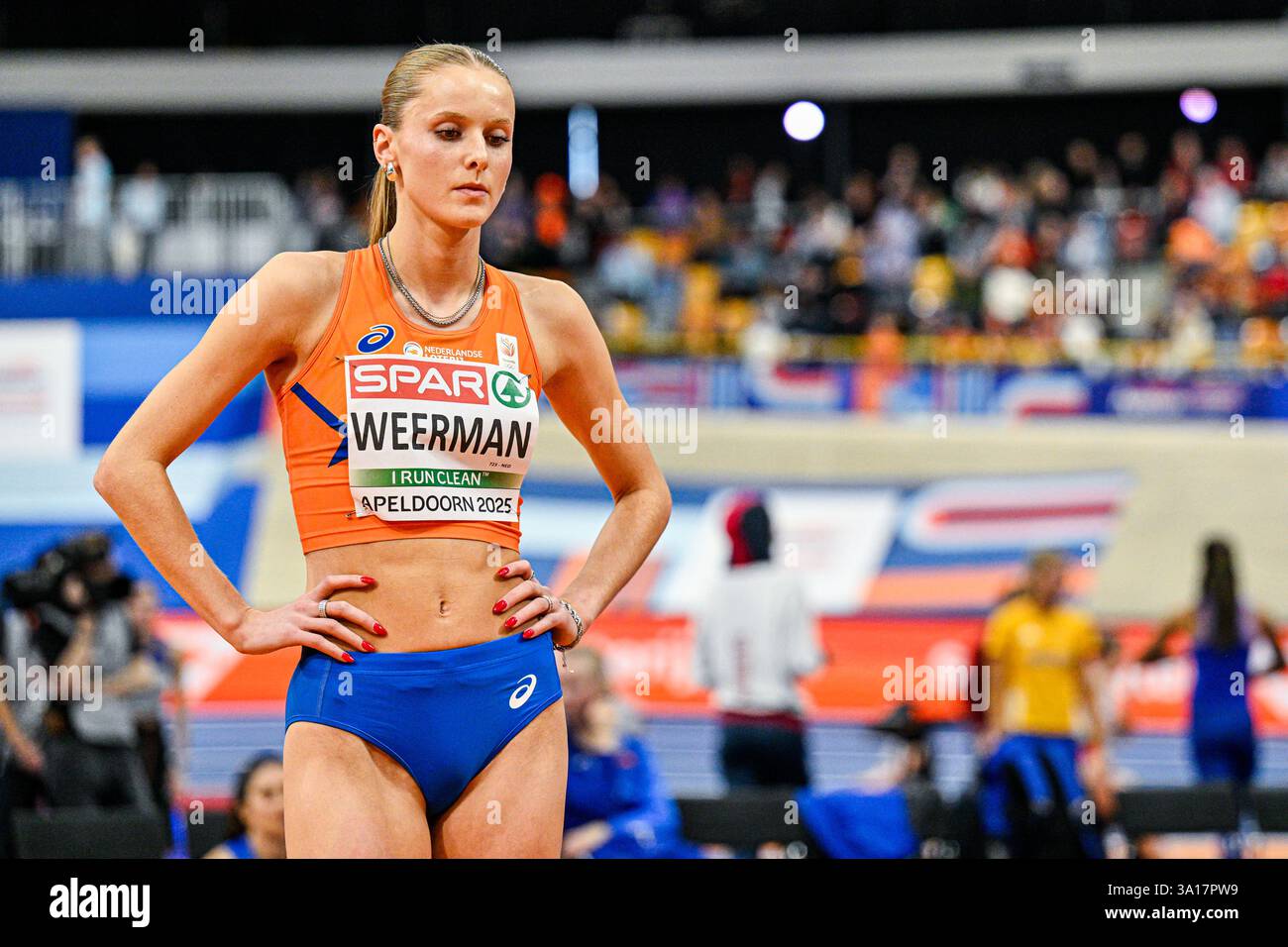 APELDOORN, NETHERLANDS - MARCH 7: Britt Weerman of The Netherlands looks on before competing in ...
